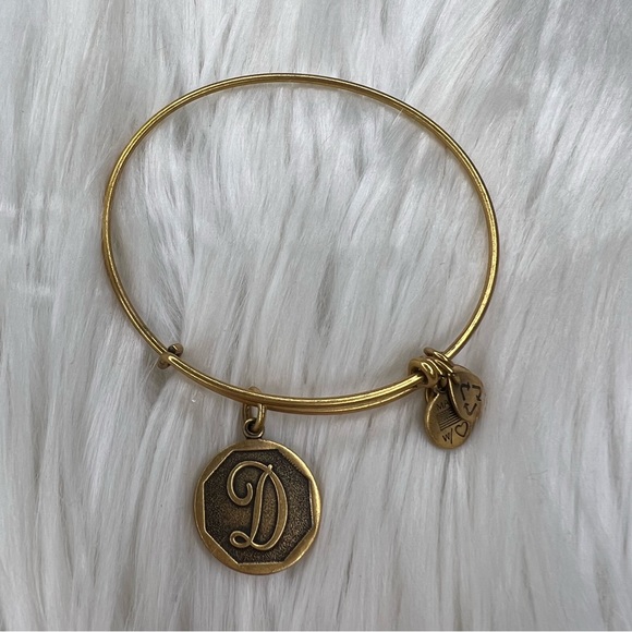 Alex and Ani | Jewelry | Alex And Ani D Initial Monogram Rafaelian Gold Charm Bangle Bracelet ...